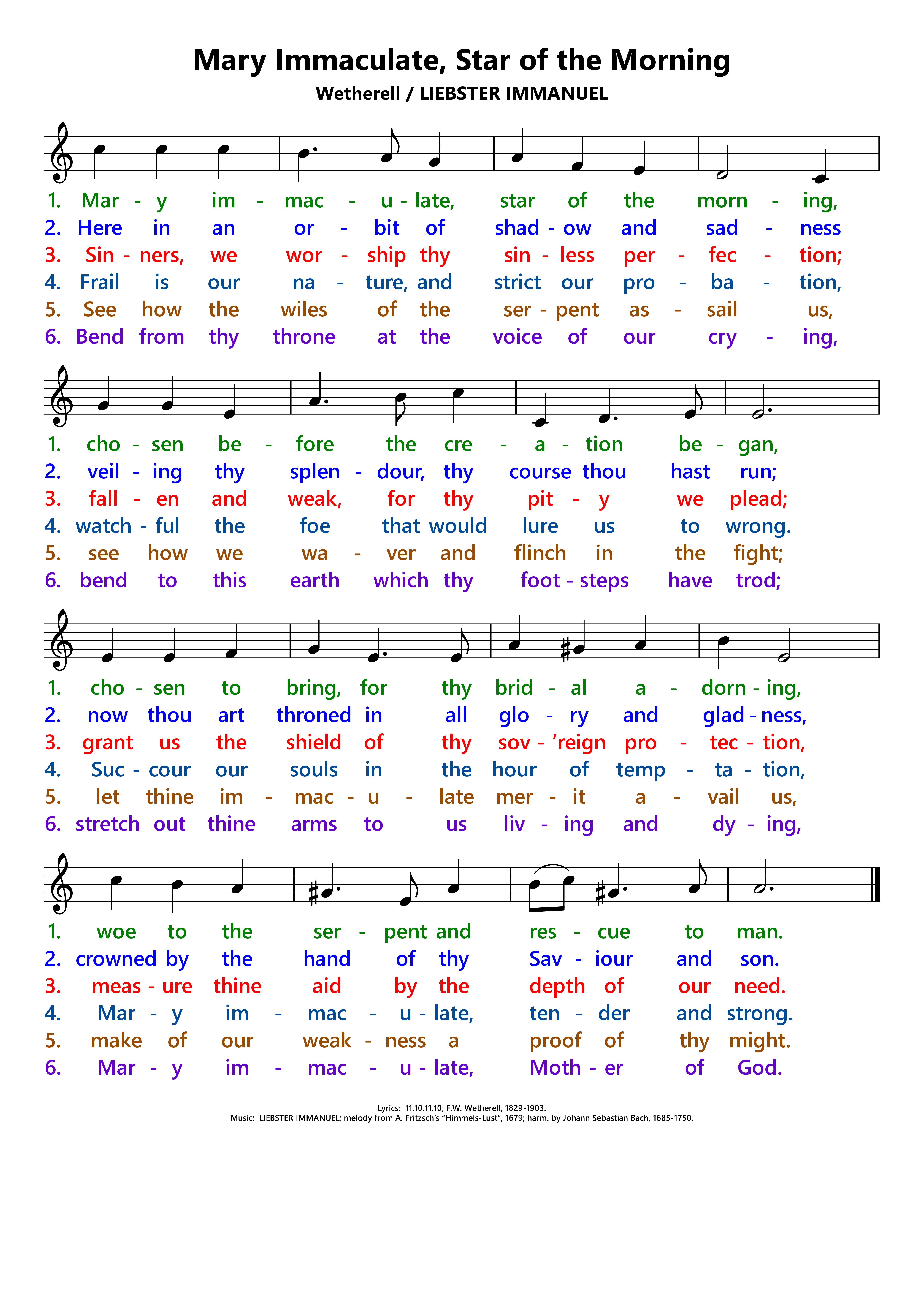 Mary Immaculate, Star of the Morning [F.W. Wetherell]